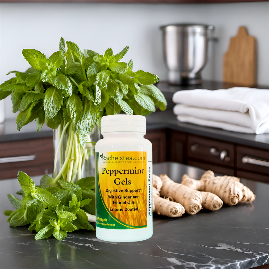 Buy Pure Peppermint Oil Capsules for Digestion & Gas Relief – Rachel's Tea