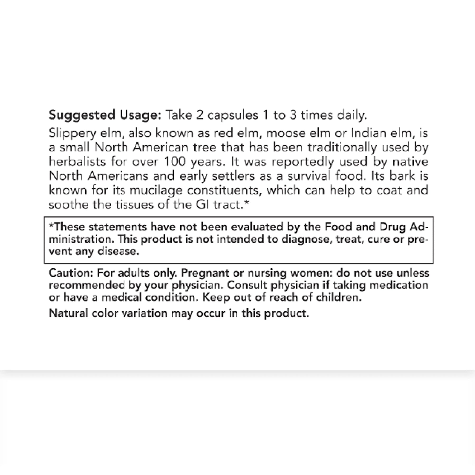 Buy Slippery Elm Capsules: Relief Acidic Digestion, Constipation ...